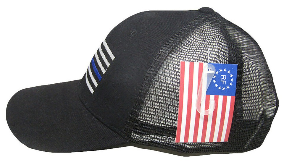 Thin Red Blue Line Baseball Cap Hat Snapback Black White Mesh ...