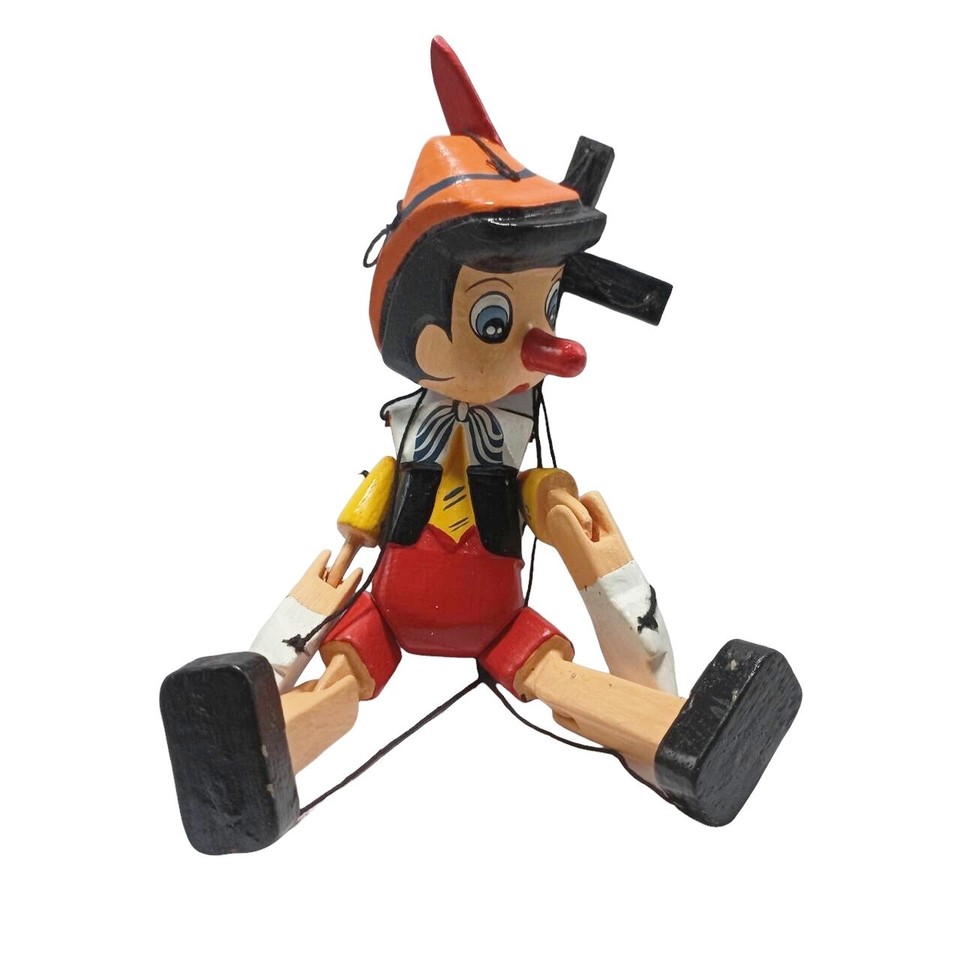 Pinocchio Handmade Wood Marionette Puppet Doll On A String Toy 10" Tall ...