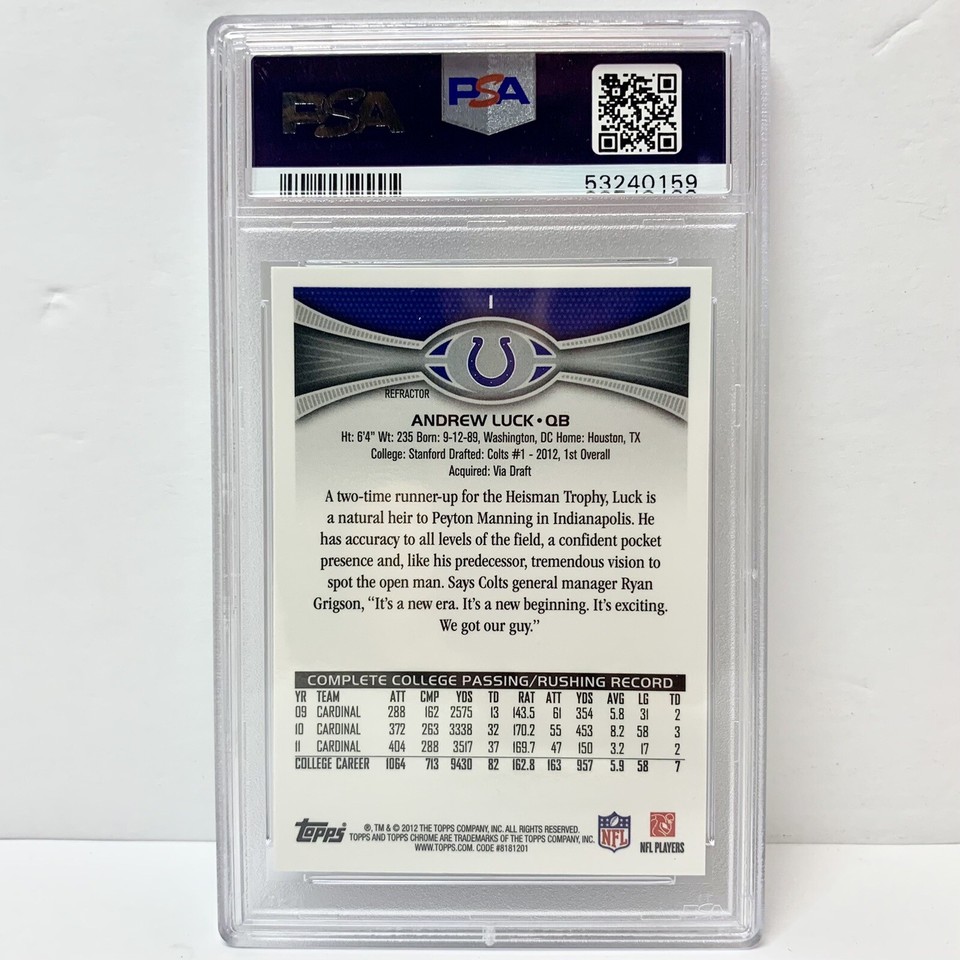 2012 Topps Chrome Andrew Luck Rookie #01 Refractor Indianapolis Colts ...