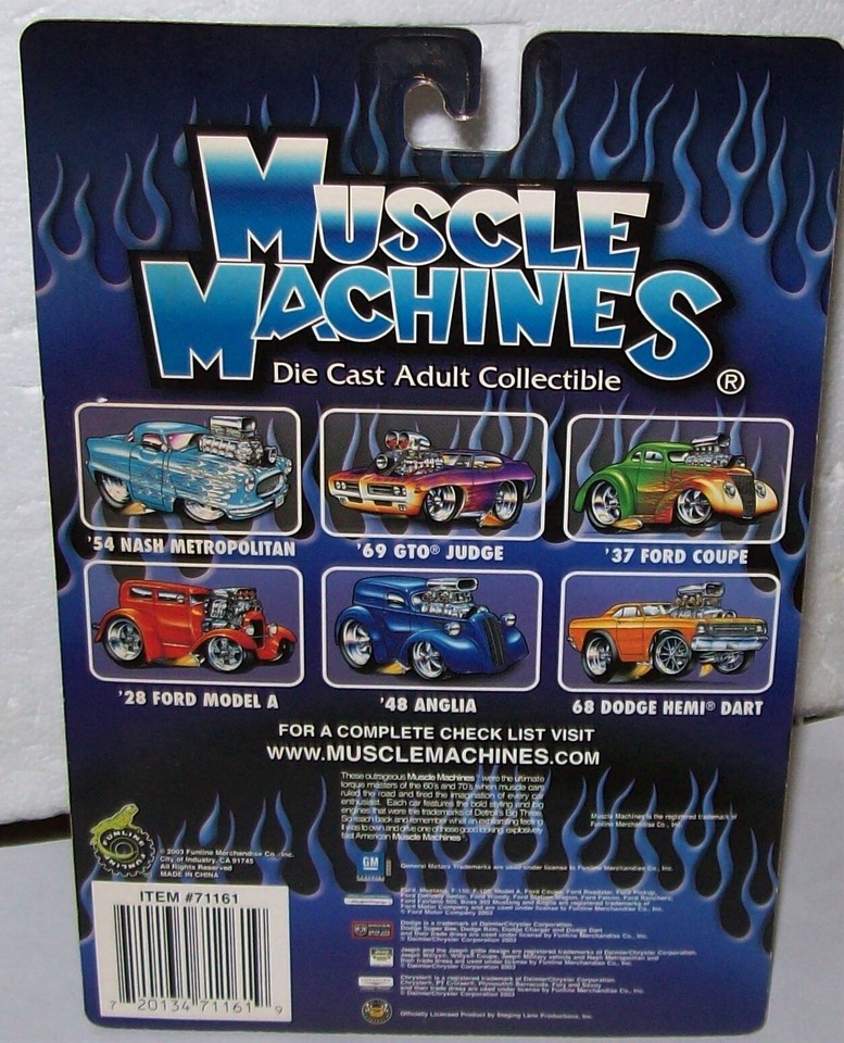 1:64 Muscle Machines 1948 Anglia Yellow with Blue Flames | eBay