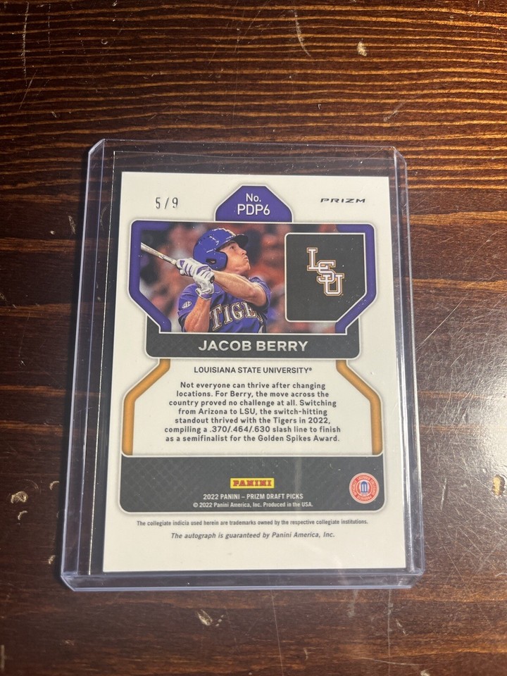 2022 Panini Prizm Draft Base Autographs Prizms Blue Pulsar Jacob Berry ...