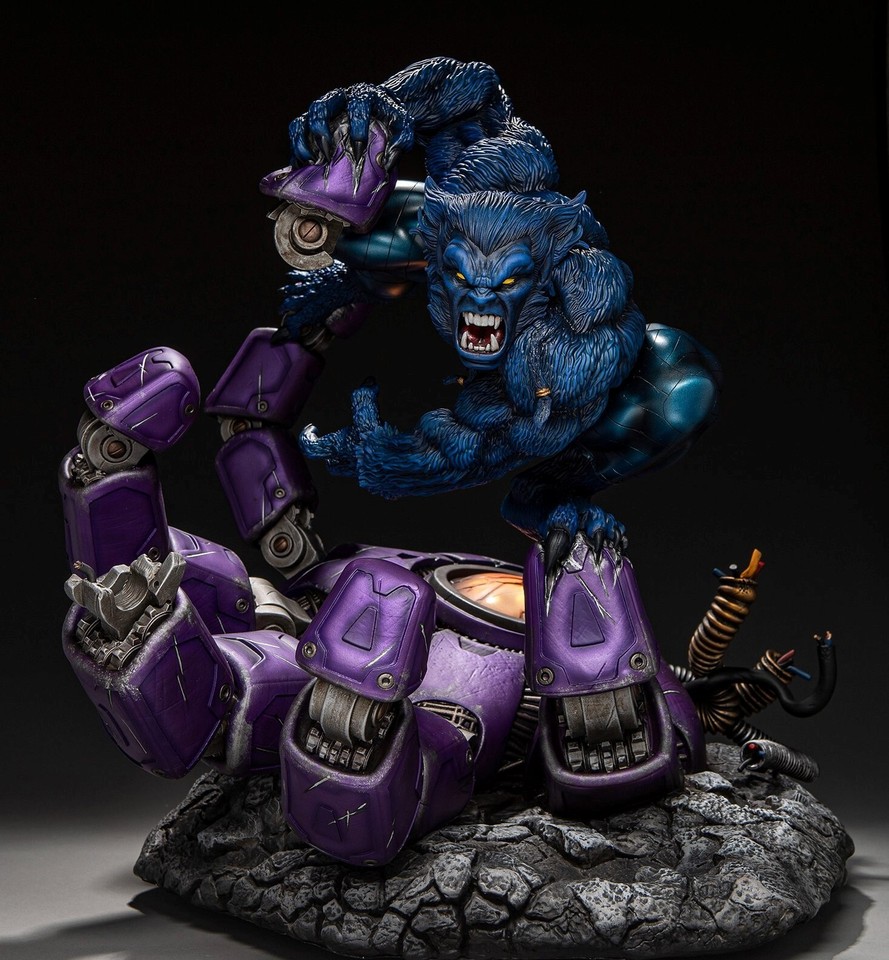X MEN BEAST VS SENTINEL DIORAMA 1/4 CUSTOM STATUE RARE + CGC 9.8 ...