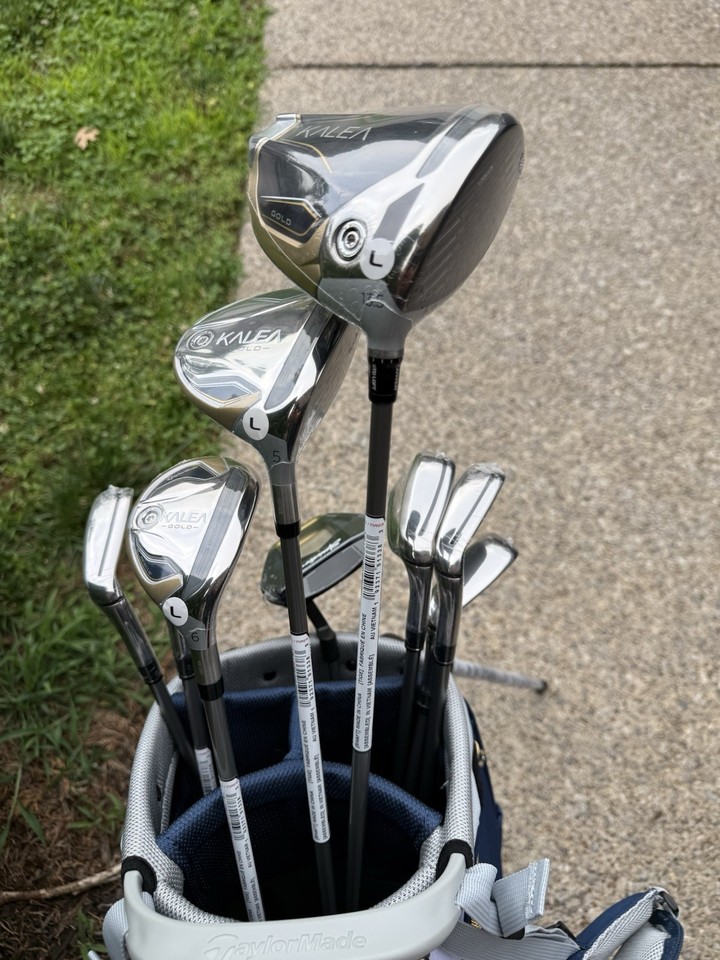 New! TaylorMade Kalea Gold Complete Ladies Set w/Stand Bag Blue/White ...