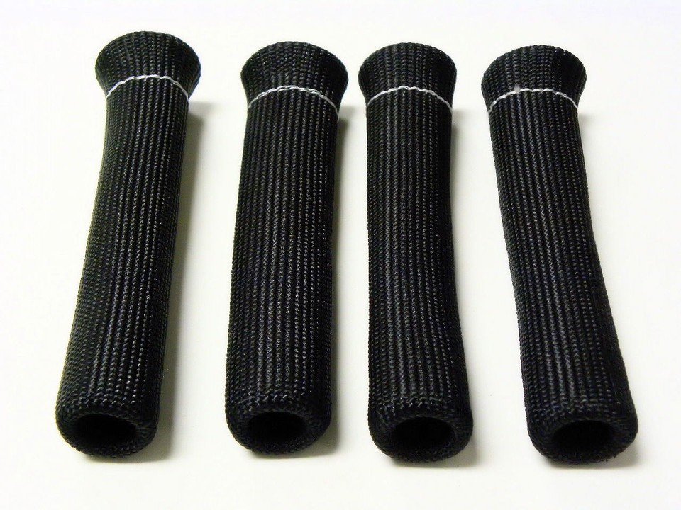 VMS BLACK 8 SPARK PLUG WIRE BOOT HEAT SHIELD PROTECTOR SLEEVE SLEEVING ...