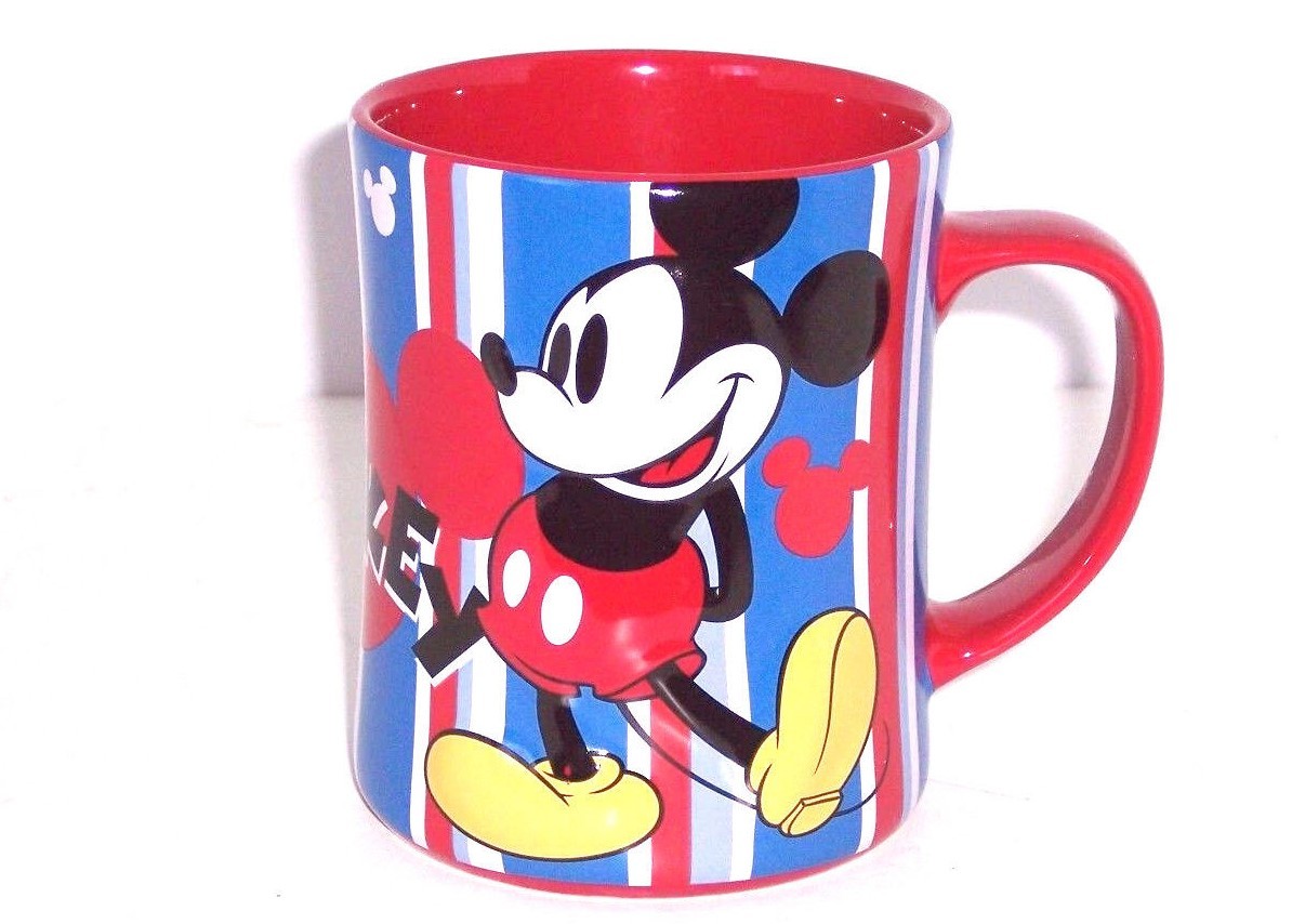 Disney Mickey Mouse Coffee Mug Red White Blue Cup for sale online | eBay