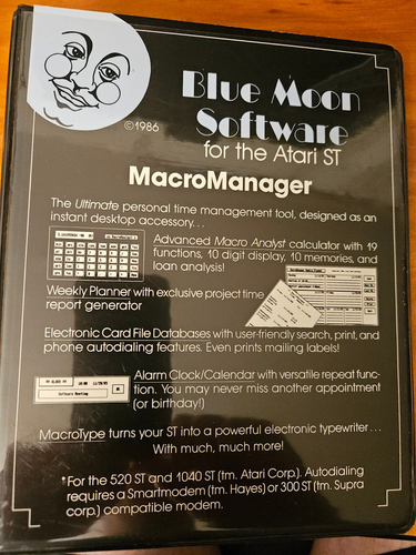 MacroManger by Blue Moon Software for Atari ST | eBay