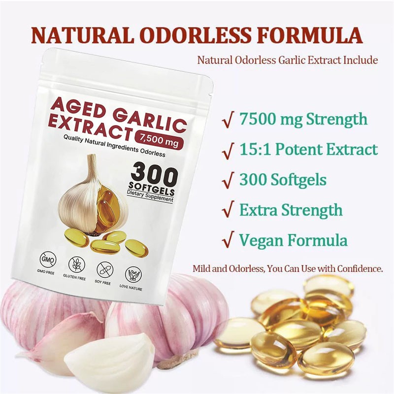 Aged Garlic Extract 7500mg - 150/300 Softgels - Odorless - Heart Immune ...