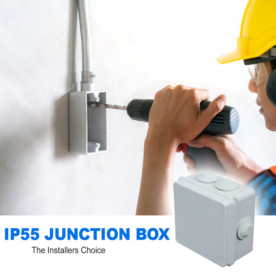 IP JUNCTION BOX CASE IP55 WATERPROOF GREY / BLACK FOR OUTDOOR ELECTRIC ...