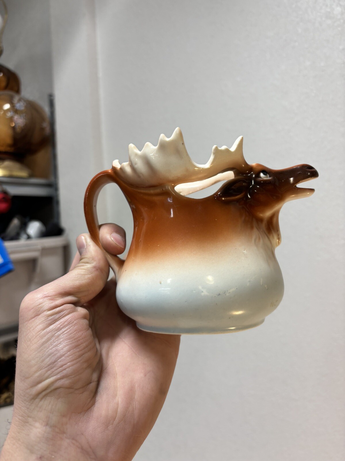 VTG Austria? Hand Painted Figural Ceramic Pitcher/Creamer Moose Spout ...