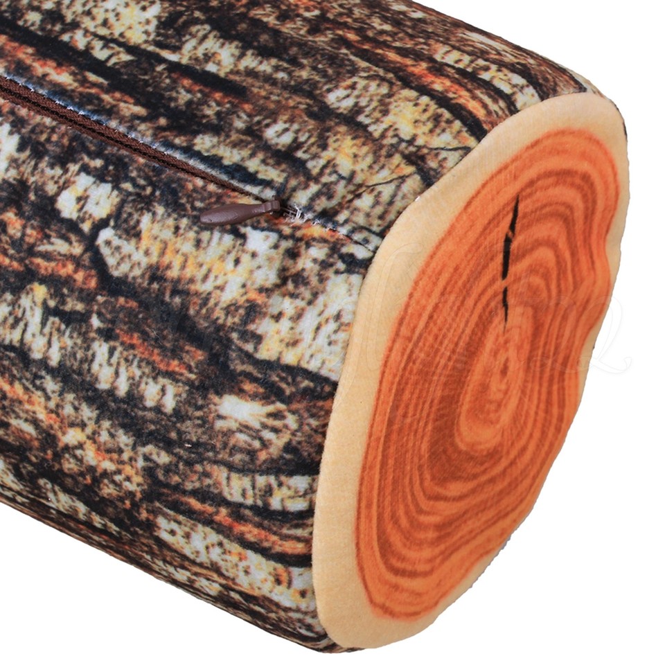 Round Throw Pillow Funny Wood Log Pillow Cylinder Floor Cushion for ...