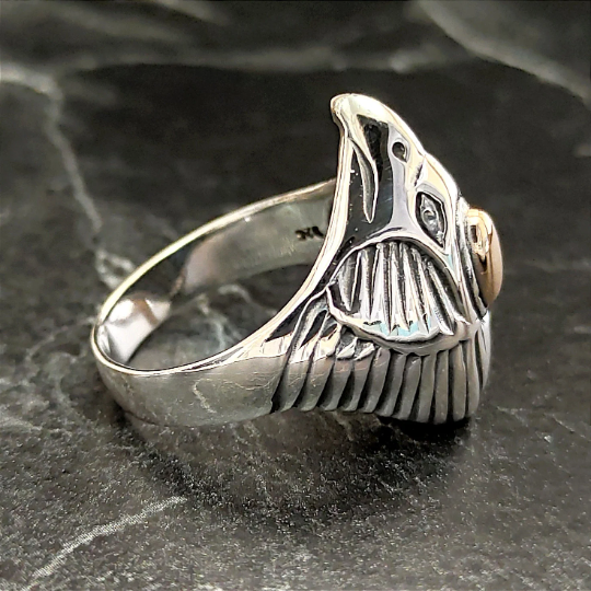 Men Sterling Silver Winged Falcon Handmade Ring , Silver Wild Falcon ...