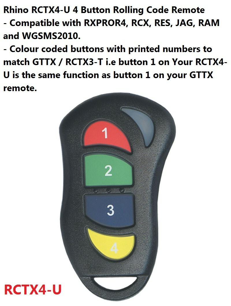 Rhino RCTX4-U New 4 Button Rolling Code Remote | eBay