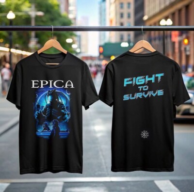 Epica 2025 Exclusive US Tour Merch Fight To Survive Two Sided Unisex T ...