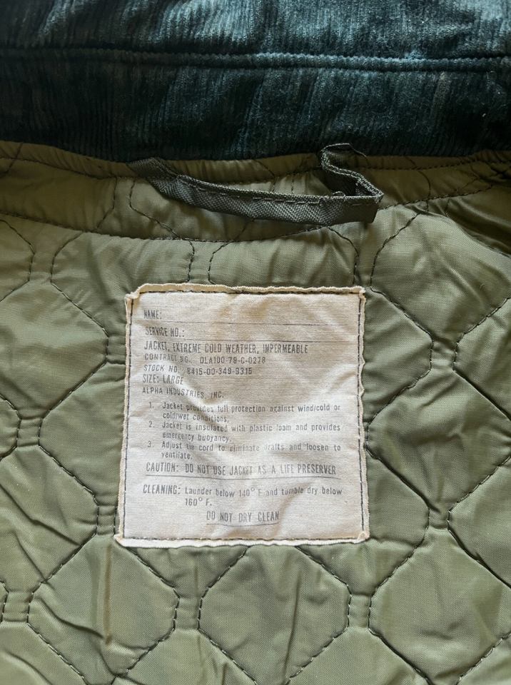 Vintage USGI Extreme Cold Weather Impermeable Jacket Waterproof Alpha ...