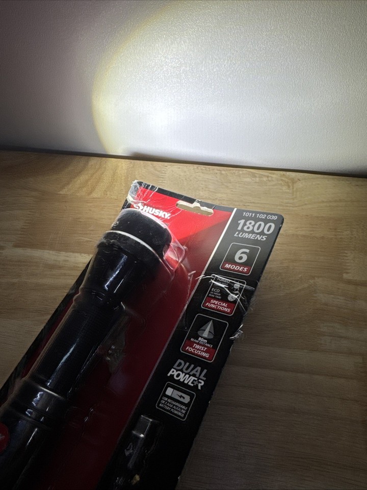 Husky 1800 Lumens Dual Power LED Rechargeable Tactical Focusing ...