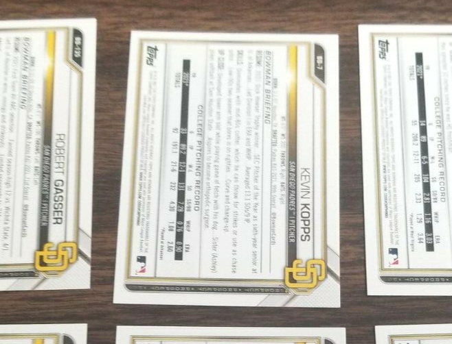 KEVIN KOOPS 2021 BOWMAN DRAFT CARD BD-7 SAN DIEGO PADRES (FIRST ROOKIE ...