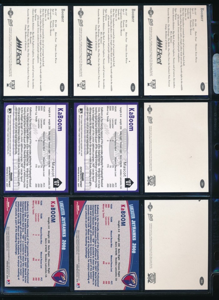 Lot (8) Mascots Boomer Rally Cat KaBoom #30 1996 2007 2008 Red Sox ...