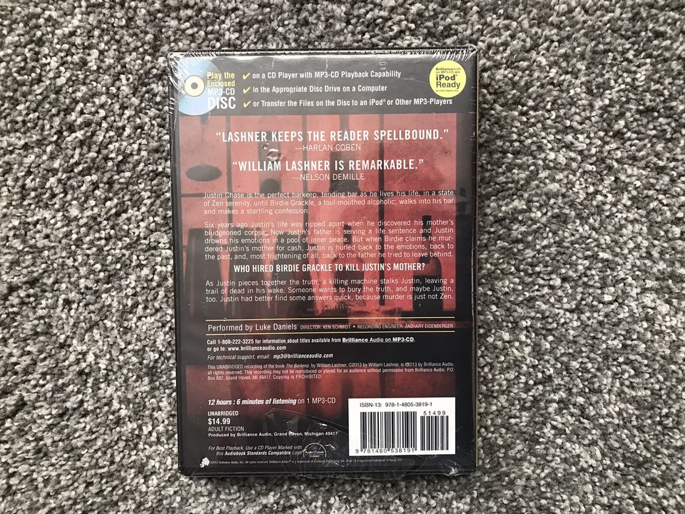 William Lasher -The Barkeep (Thriller) MP-Cd Unabridged Audio Book- New ...