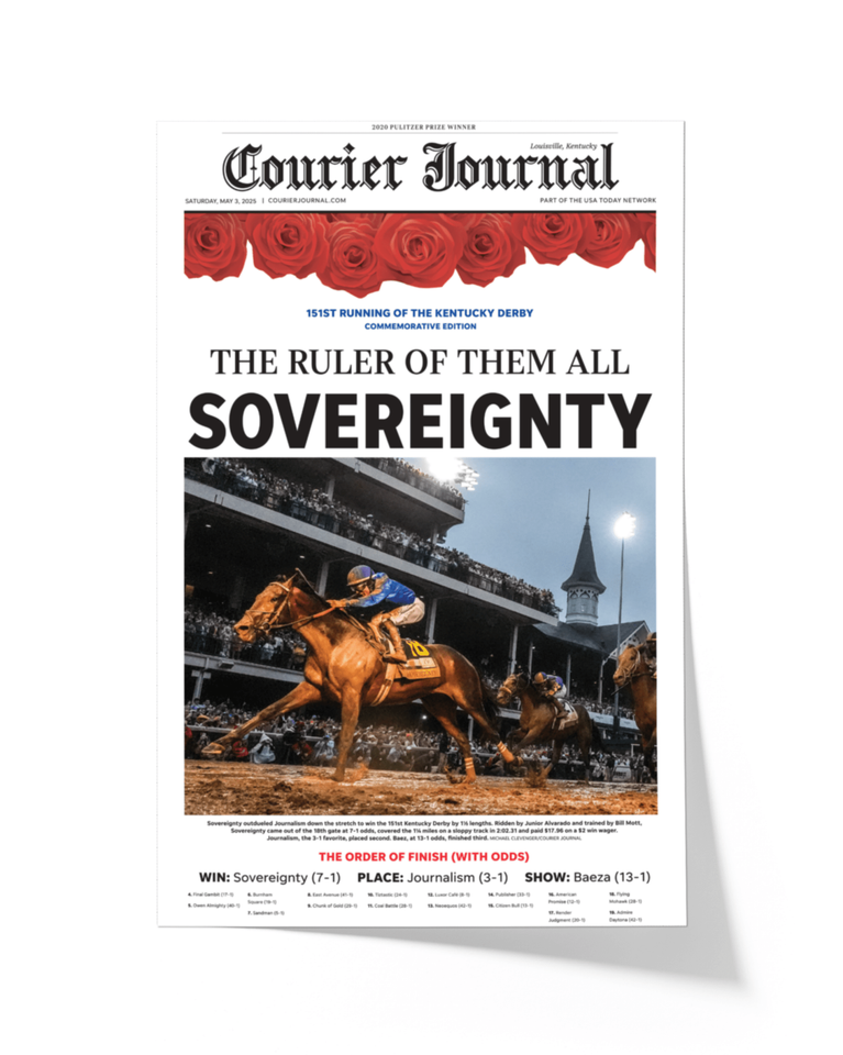 2025 Kentucky Derby Winner Sovereignty "The Ruler of Them All" Framed ...