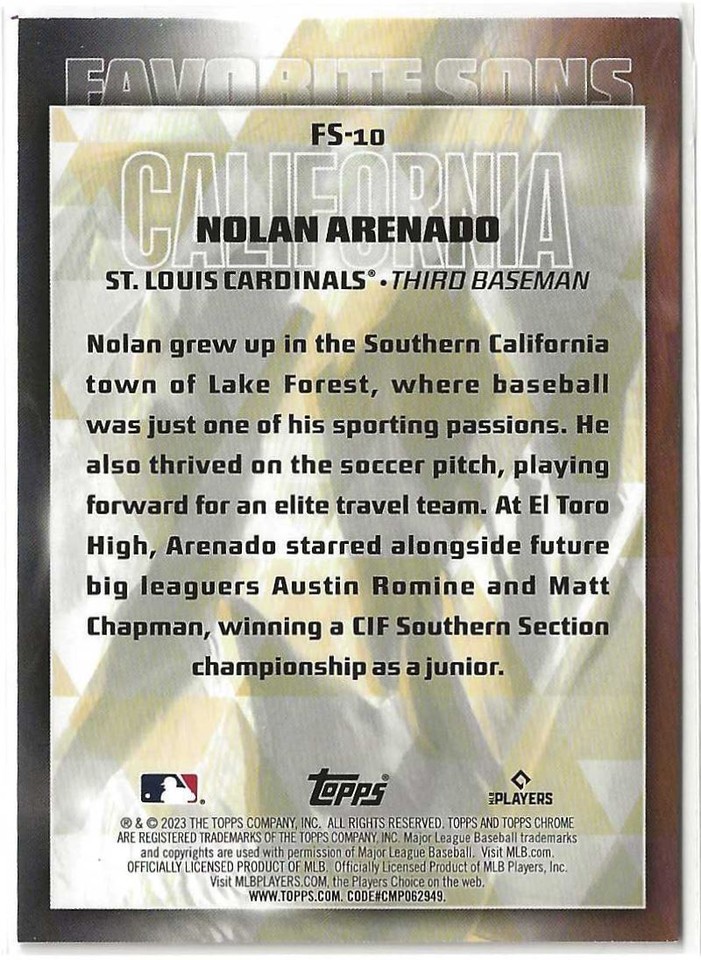 2023 Topps Series 2 Favorite Sons Nolan Arenado St. Louis Cardinals #FS ...
