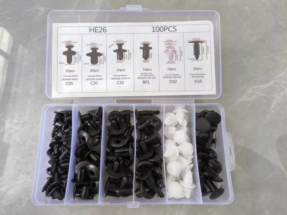 For 100PCS Car Clips Fixer Plastic Fasteners Kit Push Type Rivet ...
