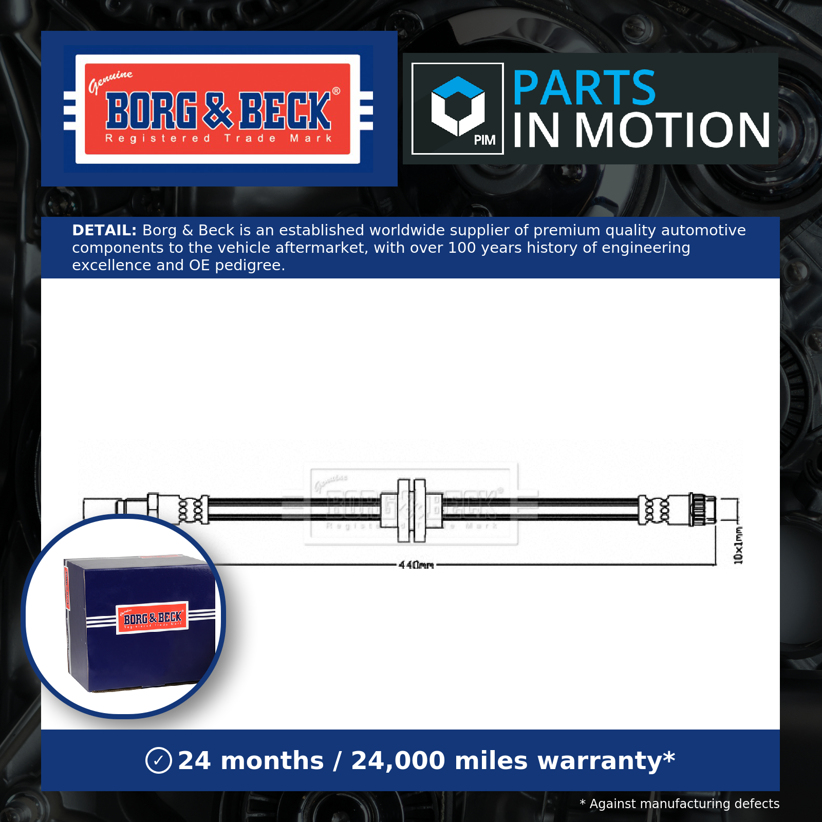 Brake Hose fits DACIA DUSTER 1.2 Front 2013 on With ESP Hydraulic B&B ...