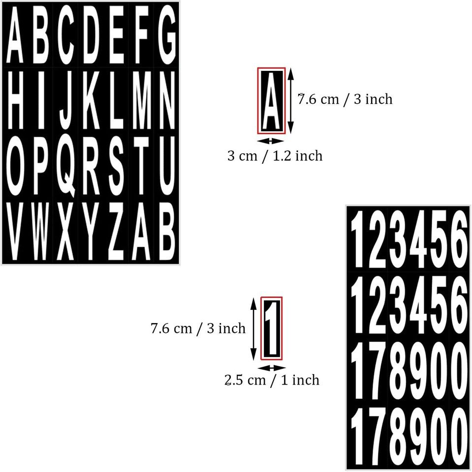 10 Sheet 3 Inch Mailbox Numbers and Letters Cut Classic Style White ...