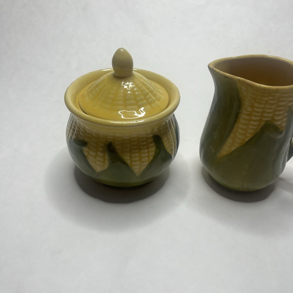 Shawnee MCM Pottery Corn King Pattern Sugar Cup and Creamer | eBay
