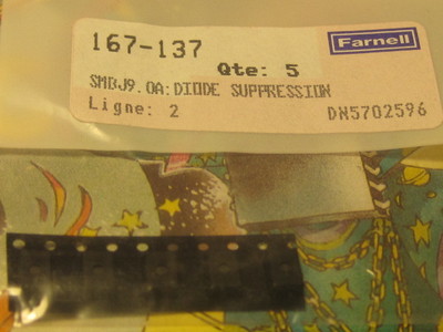 2pcs SMBJ9.0A Unidirectional TVS Diode PPP:600W 39A VBR=9.0V DO-214AA ...