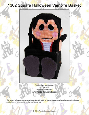 Halloween Vampire Basket-Plastic Canvas Pattern or Kit | eBay