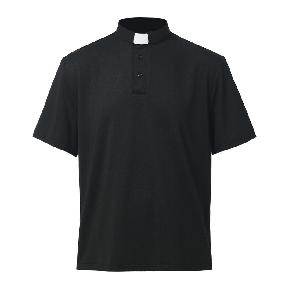 Mens Clergy Polo Shirt Priest Vicar T Shirt Pastor Tops with Clerical ...