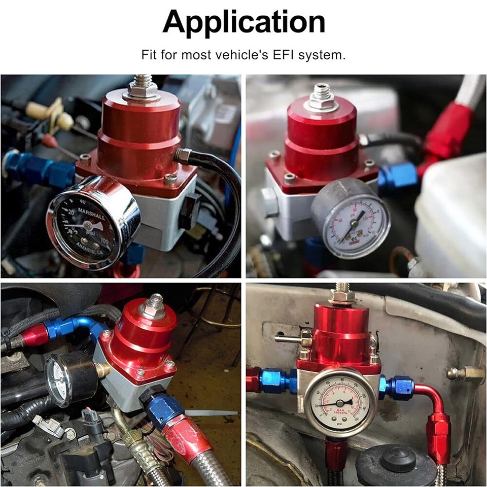 PQY Adjustable Efi Fuel Pressure Regulator Bypass Gauge 6AN 8AN Fitting ...