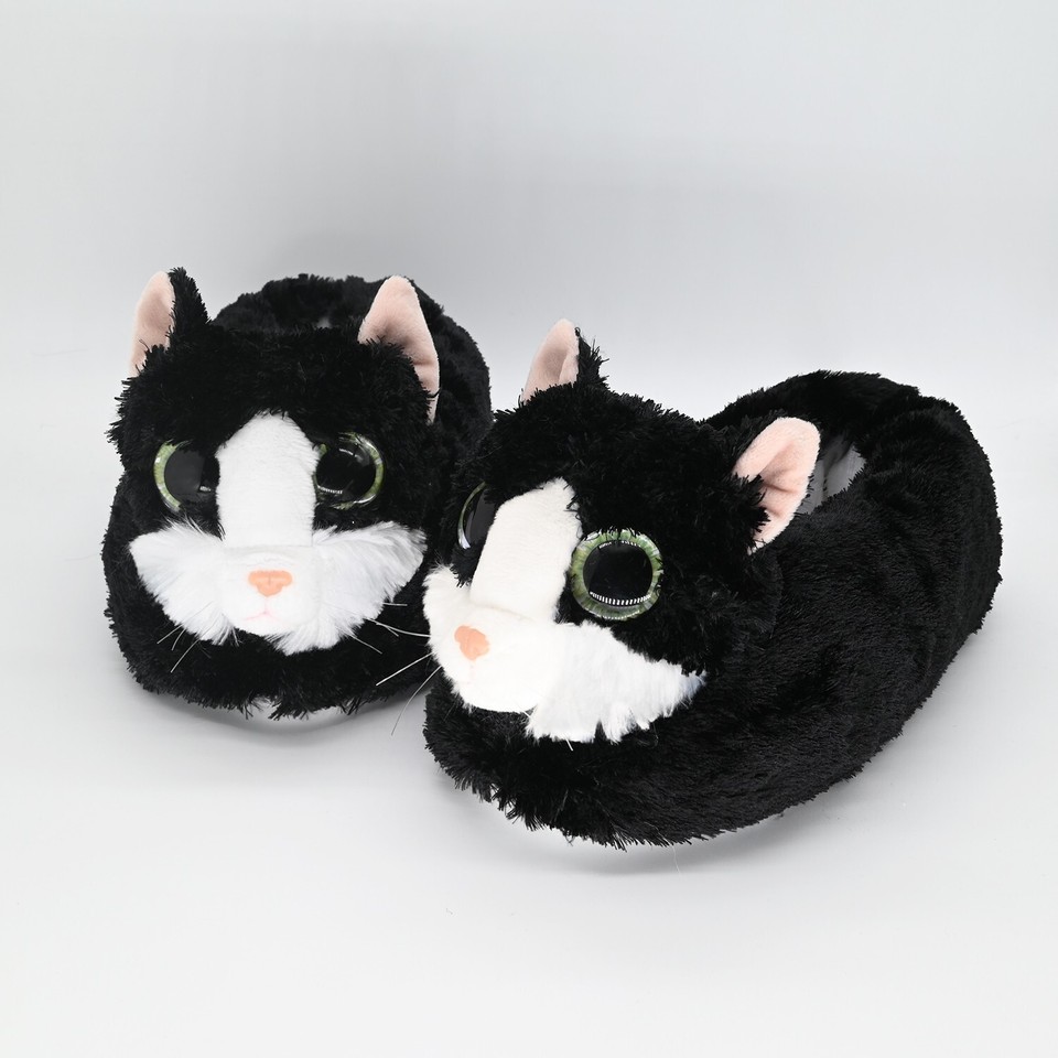 Fuzzy Cat Slippers for Women and Men, Novelty Indoor Animal Slippers ...