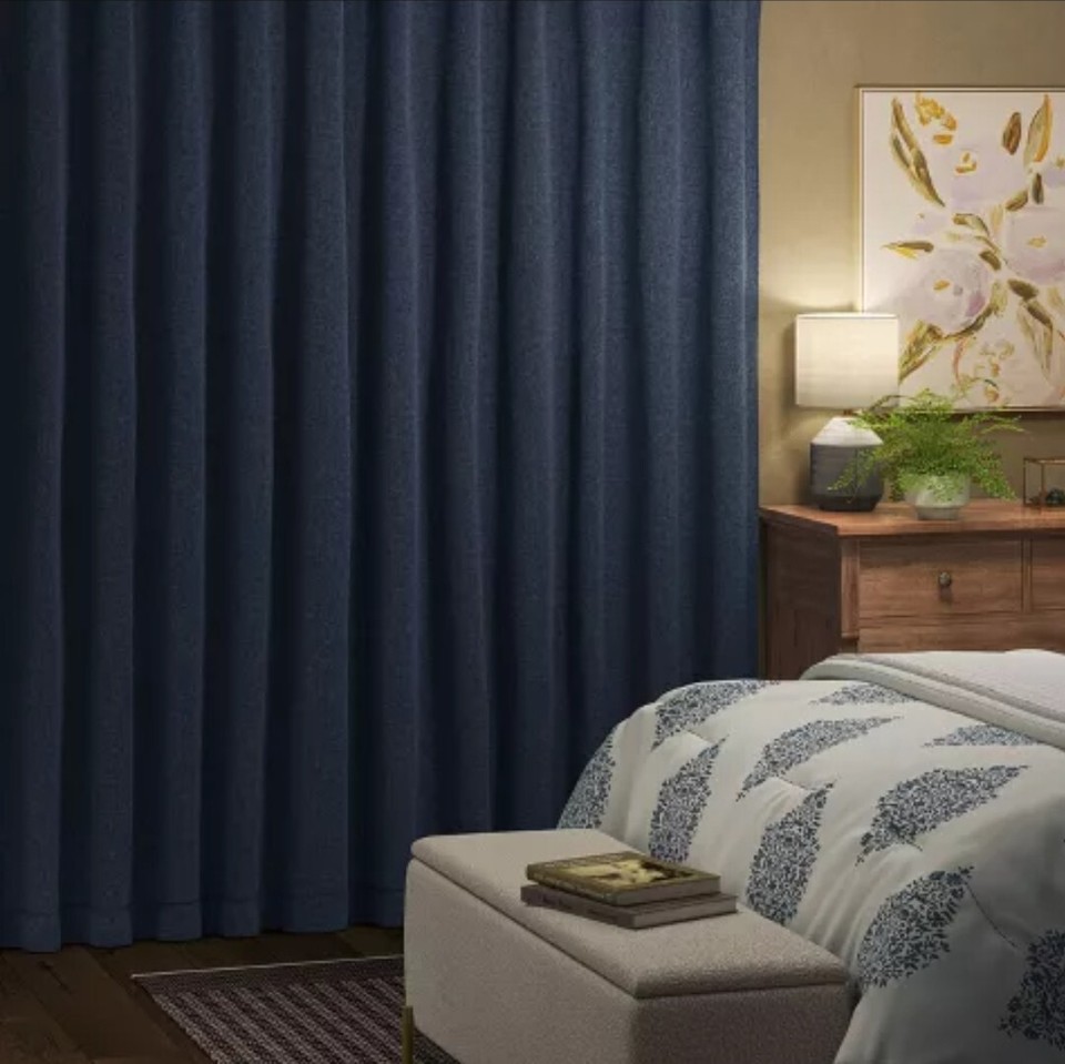 1 Aruba Window Curtain Panel Blue Denim Blackout - 50"x84" - Threshold ...