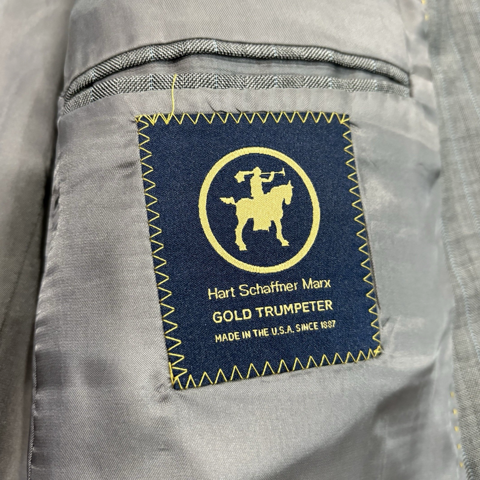 HART SCHAFFNER MARX Gold Trumpeter 2 pc suit 42R grey wool 36x32 MiUSA ...