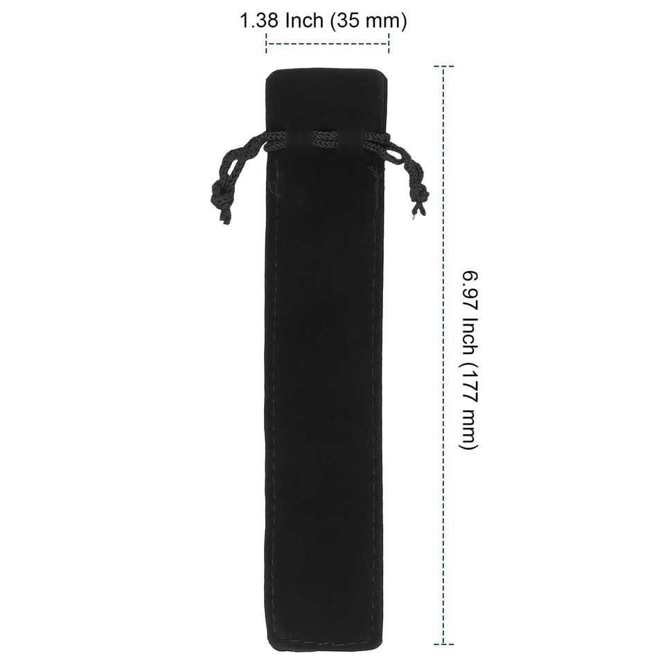 100 PCS 7×1.4 Inch Velvet Pen Pouch with Drawstring, Black Single Pen ...