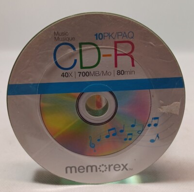 10 Pack Memorex 40X Music Digital Audio 700MB CD-R CDR 80 Minutes NEW ...
