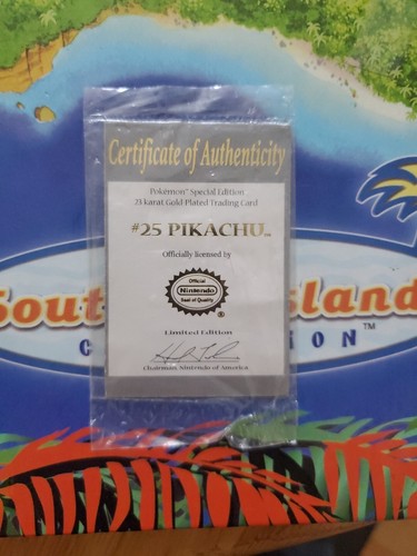 Pokemon Pikachu 23k Gold Certificate of Authenticity Burger King Sealed ...