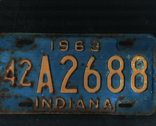 Vintage Indiana License Plate - - Single Plate 1963 Crafting Birthday ...