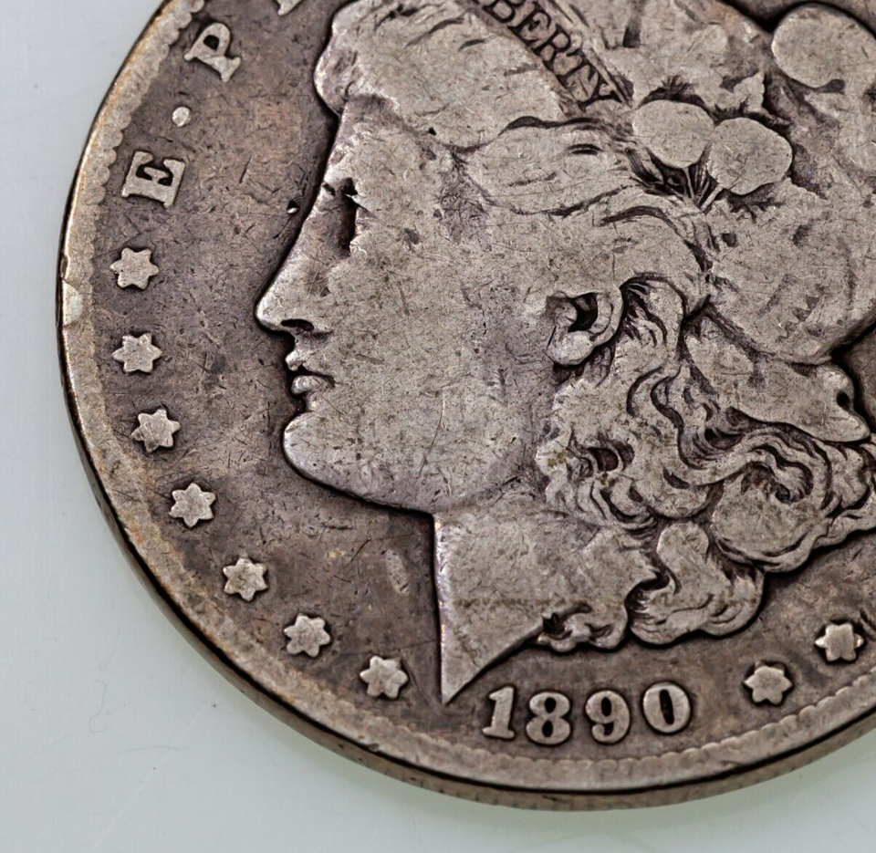 1890-CC $1 Silver Morgan Dollar in Very Good VG Condition, Full Rims | eBay