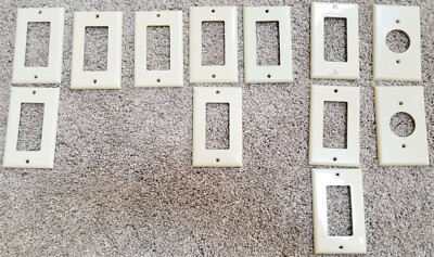 Lot of 12 Various Ivory/Beige Hard Plastic Decora / Round Outlet Covers ...