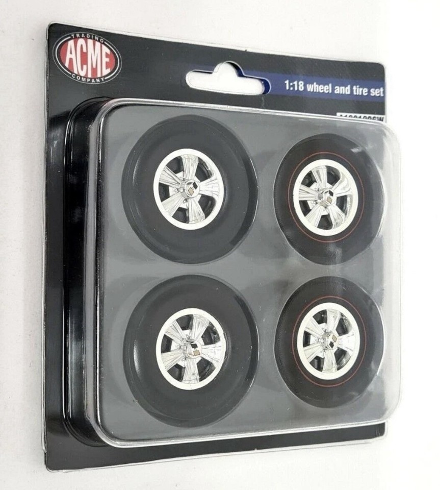 Acme 1/18 Pontiac GTO Royal Wheel & Tire Set Chrome Drag Wheels HTF ...