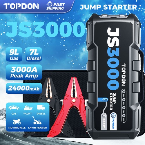 TOPDON JS3000 Car Jump Starter Peak Amps 3000 Amp Car Battery Starter ...