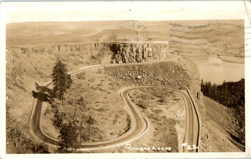 RPPC THE DALLES OREGON 1947 AERIAL VIEW COLUMBIA RIVER ROWENA LOOPS ...