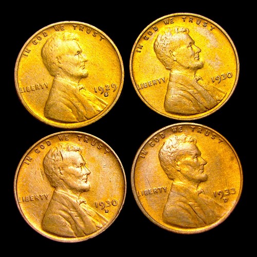 1929-S 1930 1930-D 1933-D Lincoln Cent ---- Nice Details Coin Lot ...