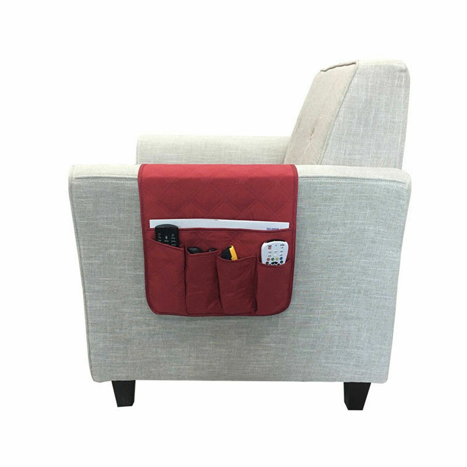 5 Pocket Sofa Arm Rest Organizer Caddy Couch Tray Remote Control Holder ...