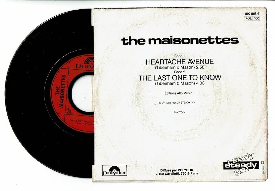 The Maisonettes Vinyl 45 RPM Sp Heartache Avenue - Last One to Know ...