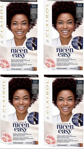 4 Packs Clairol Nice N Easy Deepest Cherry Black 1RR Permanent Hair Dye ...