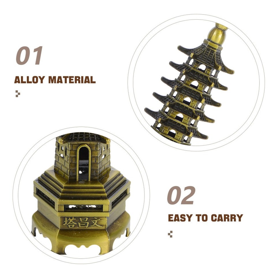 Metal Figurines Desktop Ornament Chinese Traditional Artware Tower ...