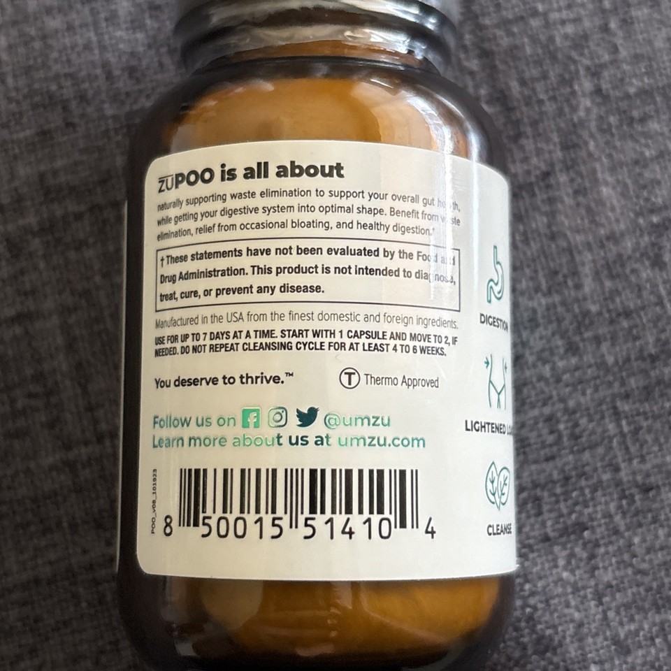 Umzu zuPoo Colon Cleanse & Gut Support Supplement - 30 Capsules ...